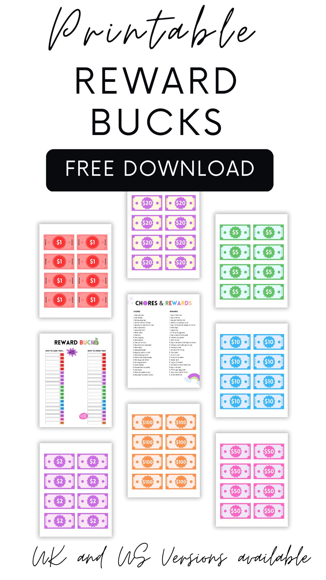Free Mom Bucks Printable - Reward System For Kids