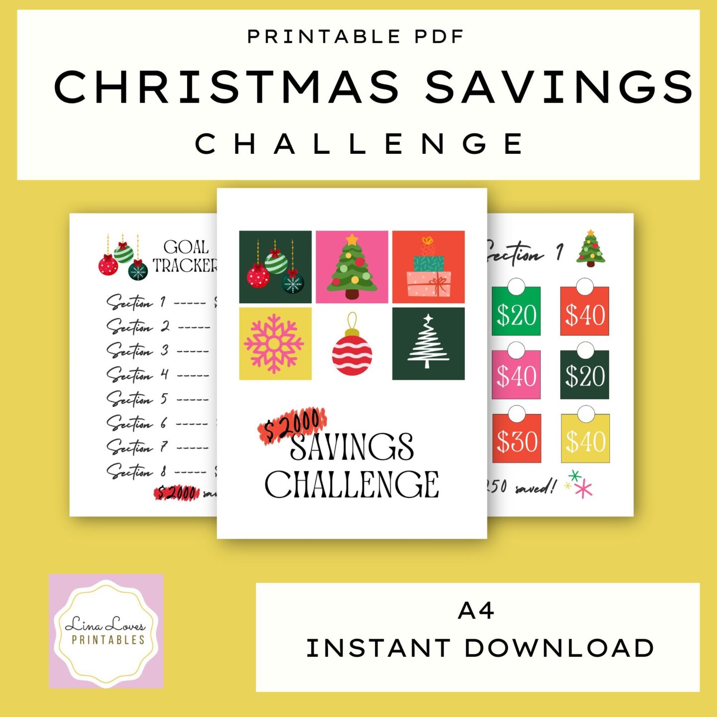Christmas Savings Challenge Tracker - FREE Download - We Made This Life