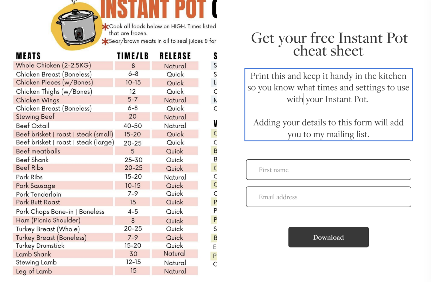 The Ultimate Instant Pot Cheat Sheet (Free PDF!) - We Made This Life