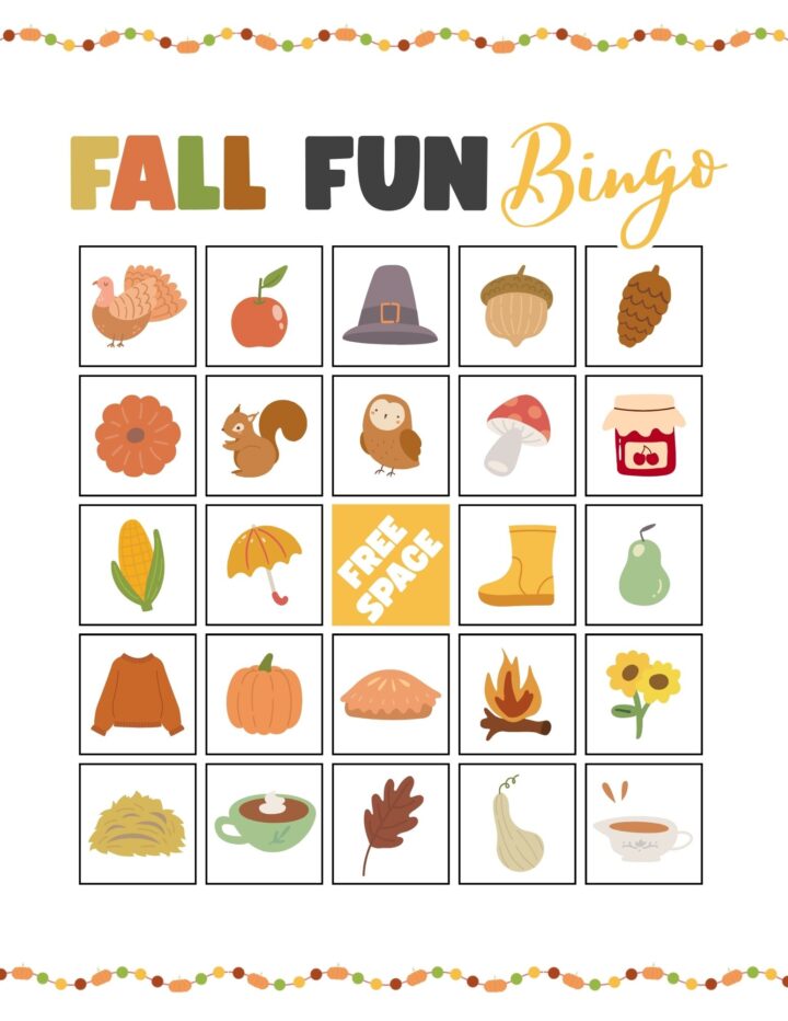 Free Fall Fun Bingo Game Printable (Instant PDF) - We Made This Life